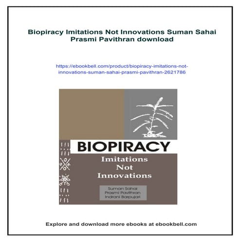 Biopiracy Imitations Not Innovations Suman Sahai Prasmi Pavithran | PDF