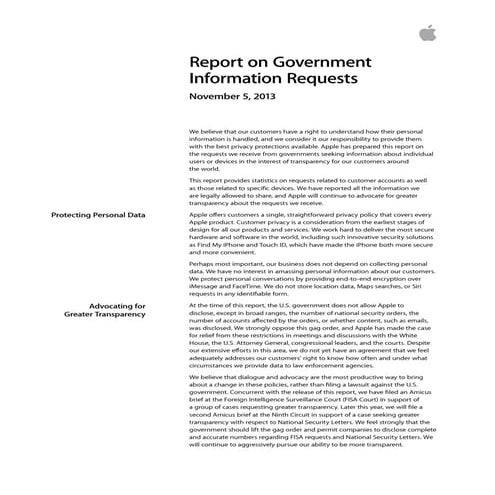 Apple Report Privacy of its Users | PDF