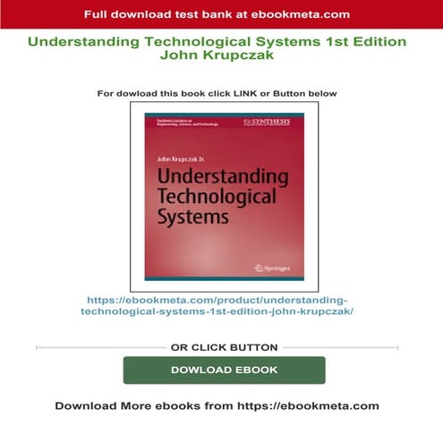 Get Understanding Technological Systems 1st Edition John Krupczak free all chapters | PDF