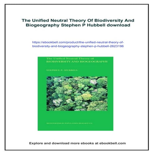 The Unified Neutral Theory Of Biodiversity And Biogeography Stephen P ...