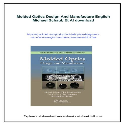 Molded Optics Design And Manufacture English Michael Schaub Et Al | PDF