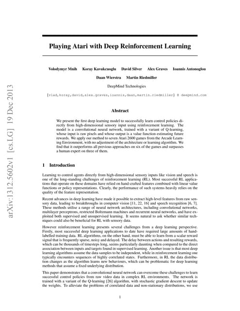 Deep Reinforcement Learning | PPTX | Strategy Video Games | Video Game Genres
