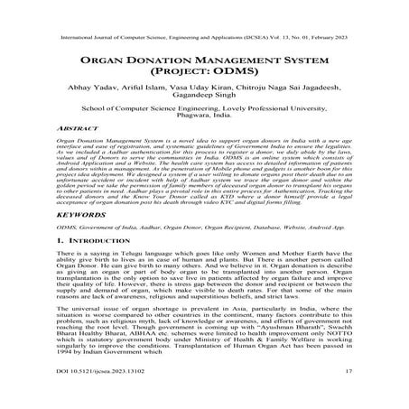 Organ Donation Management System (Project: ODMS) | PDF
