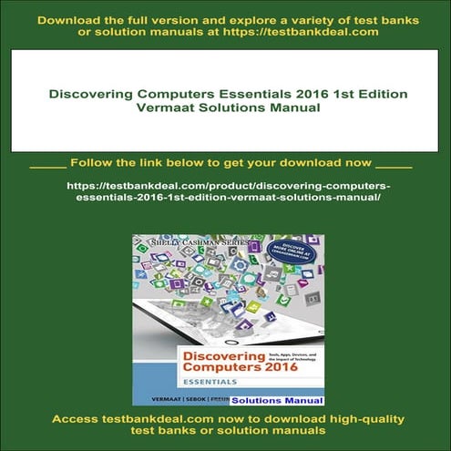 Discovering Computers Essentials 2016 1st Edition Vermaat Solutions ...