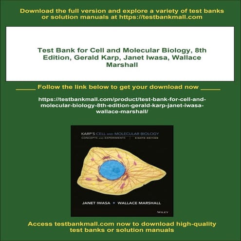 Test Bank for Cell and Molecular Biology, 8th Edition, Gerald Karp ...