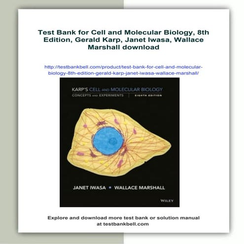 Test Bank for Cell and Molecular Biology, 8th Edition, Gerald Karp ...