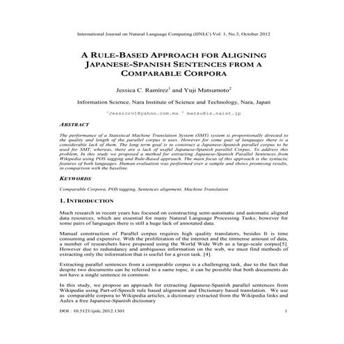 A Rule Based Approach For Aligning Japanese Spanish Sentences From A Comparable Corpora Pdf