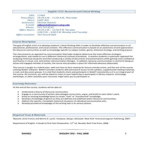 1312 Redesign Syllabus | PDF