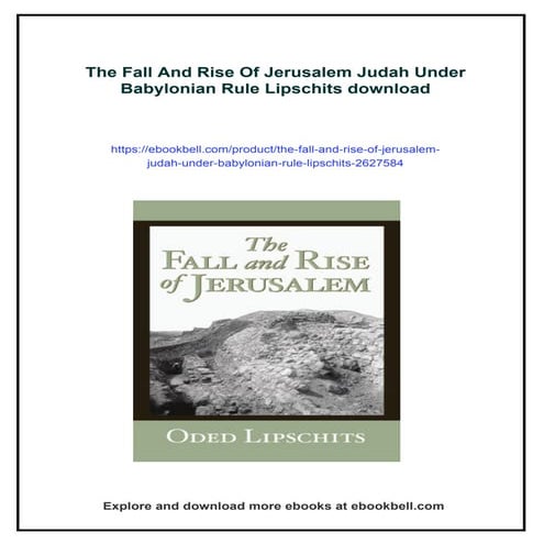 The Fall And Rise Of Jerusalem Judah Under Babylonian Rule Lipschits | PDF