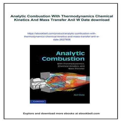 Analytic Combustion With Thermodynamics Chemical Kinetics And Mass ...