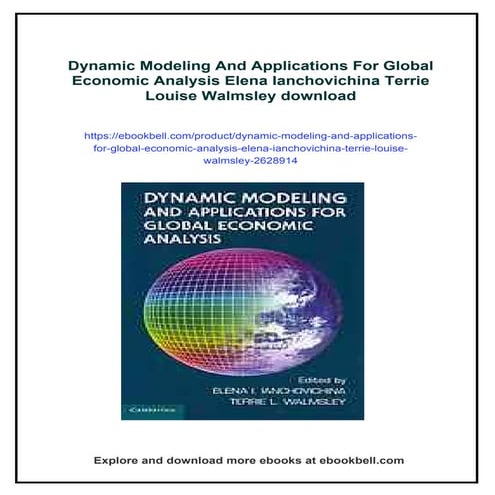 Dynamic Modeling And Applications For Global Economic Analysis Elena ...