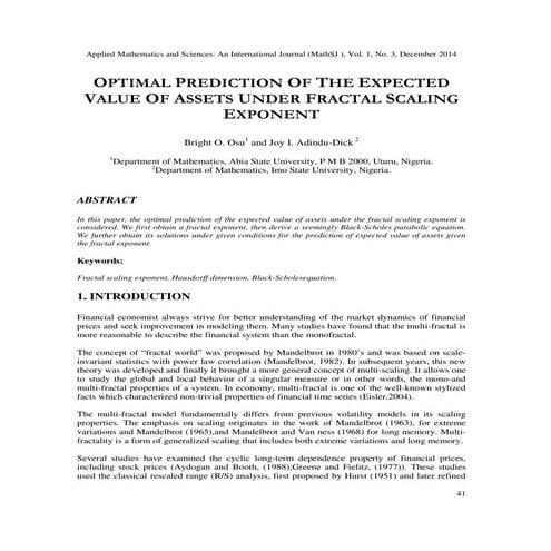 Optimal Prediction of the Expected Value of Assets Under Fractal ...