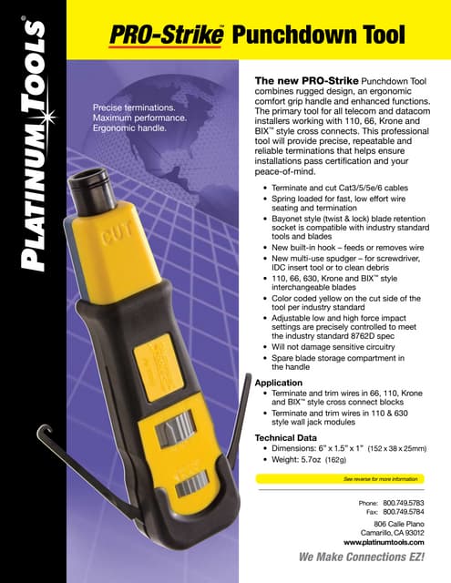 Platinum Tools 13002C Data Sheet | PDF