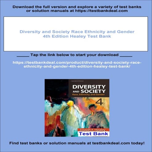 Diversity and Society Race Ethnicity and Gender 4th Edition Healey Test ...