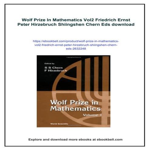 Wolf Prize In Mathematics Vol2 Friedrich Ernst Peter Hirzebruch ...