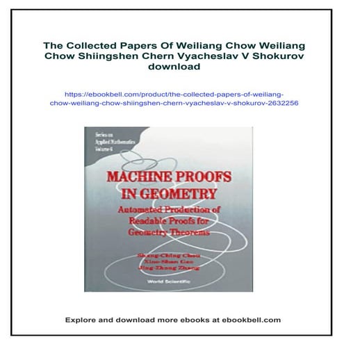 The Collected Papers Of Weiliang Chow Weiliang Chow Shiingshen Chern ...