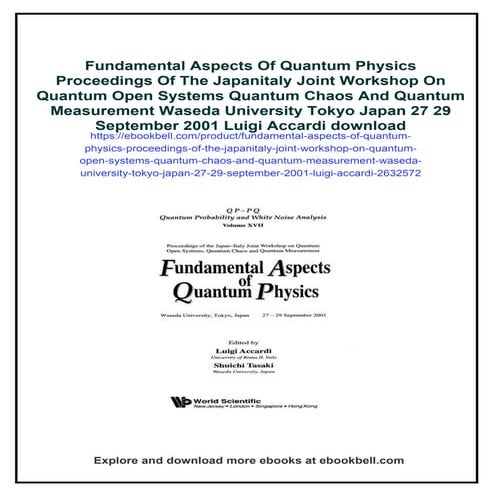 Fundamental Aspects Of Quantum Physics Proceedings Of The Japanitaly ...