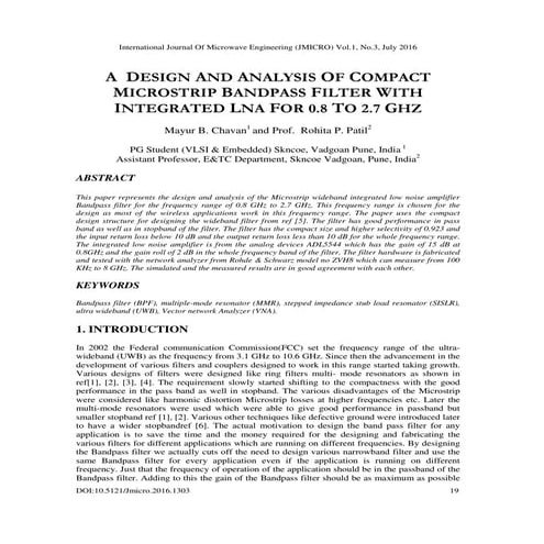 A Design and Analysis of Compact Microstrip Bandpass filter with ...
