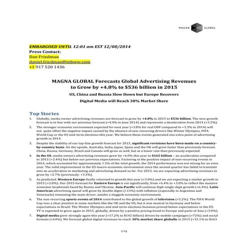 Magna Global - Advertising Forecasts - Global Advertising Market | 12 ...
