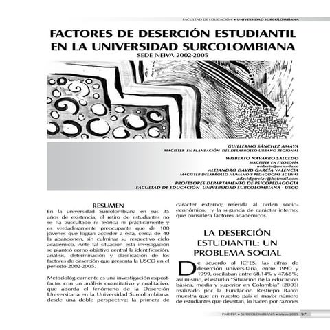 Factores incidentes de deserción estudiantil universitaria, Veraguas ...