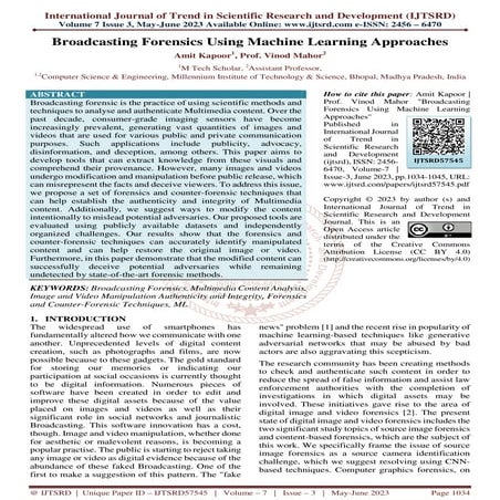Broadcasting Forensics Using Machine Learning Approaches | PDF