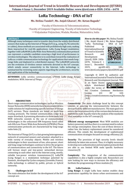 LoRaWAN-Based Solution: Empowering IoT Connectivity | PDF