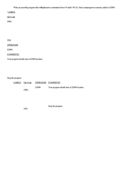 Write An Assembly Program That Willimplement A Summation From I0 Until