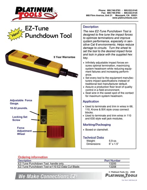 Platinum Tools JH32W-100 Data Sheet | PDF