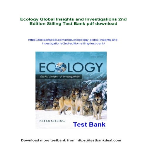 Ecology Global Insights and Investigations 2nd Edition Stiling Test ...