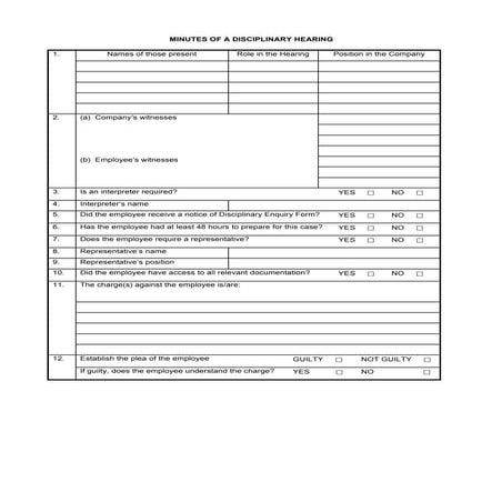 Disciplinary Minutes Form | PDF