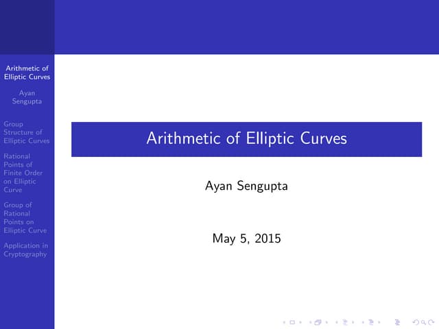 Elliptic Curve Cryptography Arithmetic Behind Ppt 2161