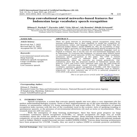 Deep convolutional neural networks-based features for Indonesian large vocabulary speech ...