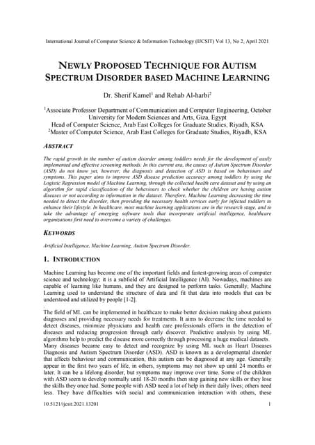 Autism Spectrum Disorder Using Machine Learning | PDF