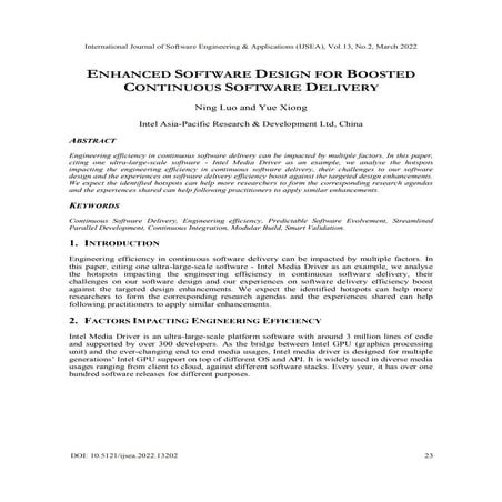 ENHANCED SOFTWARE DESIGN FOR BOOSTED CONTINUOUS SOFTWARE DELIVERY | PDF