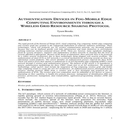 Authentication Devices in Fog-mobile Edge Computing Environments through a Wireless Grid ...