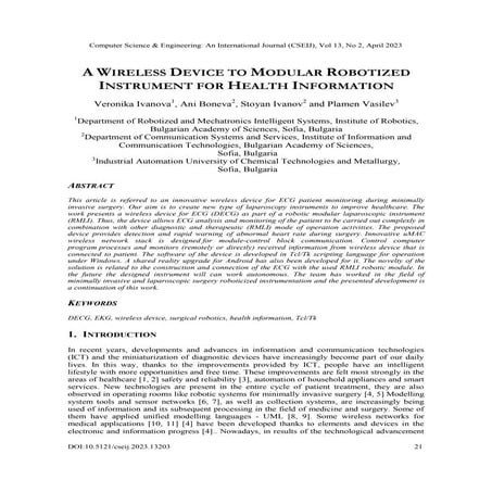 A Wireless Device to Modular Robotized Instrument for Health ...