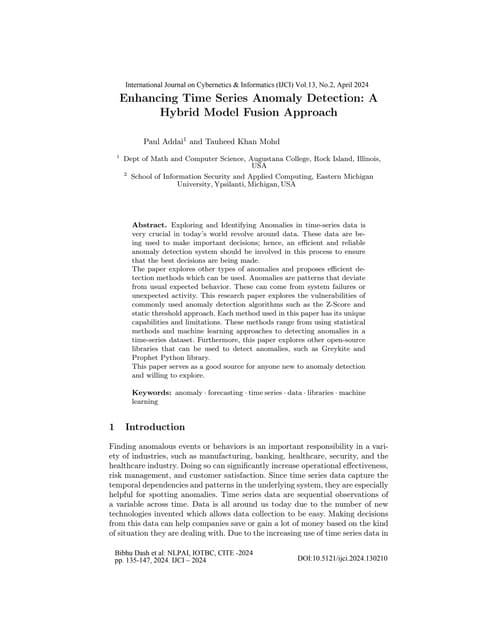 Enhancing Time Series Anomaly Detection A Hybrid Model Fusion Approach Pdf