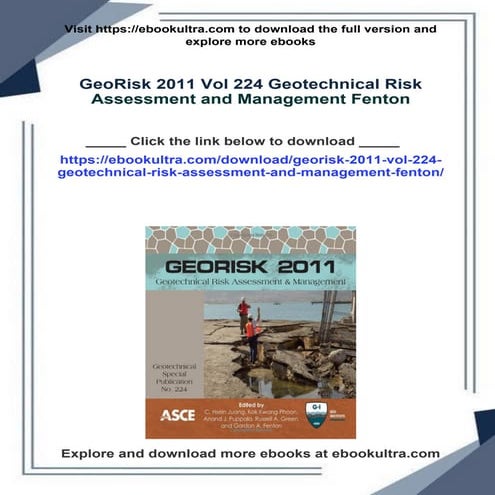 GeoRisk 2011 Vol 224 Geotechnical Risk Assessment and Management Fenton ...