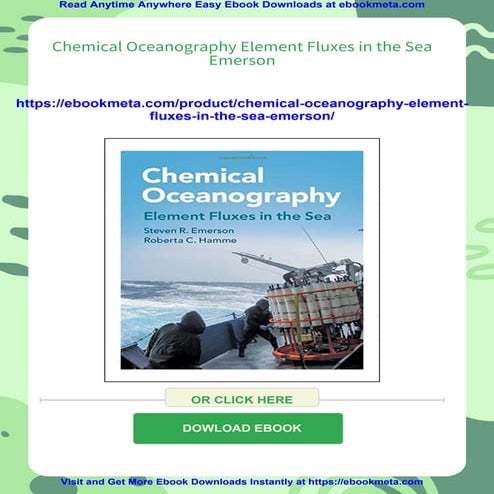 Chemical Oceanography Element Fluxes in the Sea Emerson | PDF