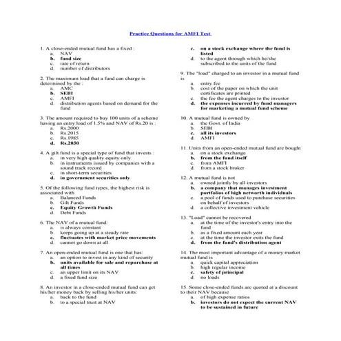NISM V-A sample 500 questions | DOC