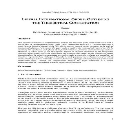 Liberal International Order: Outlining the Theoretical Contestation | PDF