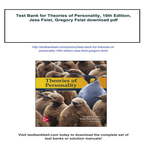 Test Bank for Theories of Personality, 10th Edition, Jess Feist ...