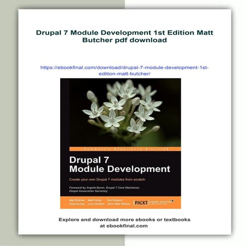 Drupal 7 Module Development 1st Edition Matt Butcher | PDF