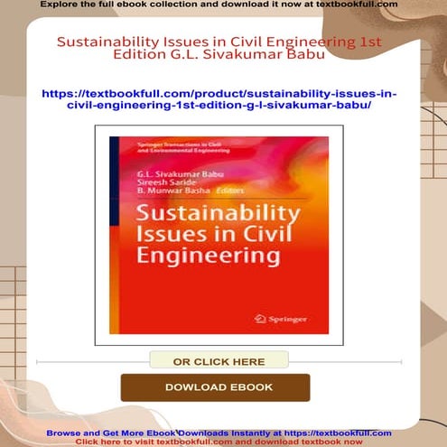 Sustainability Issues in Civil Engineering 1st Edition G.L. Sivakumar Babu | PDF