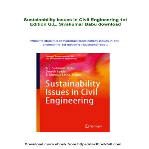 Sustainability Issues in Civil Engineering 1st Edition G.L. Sivakumar ...