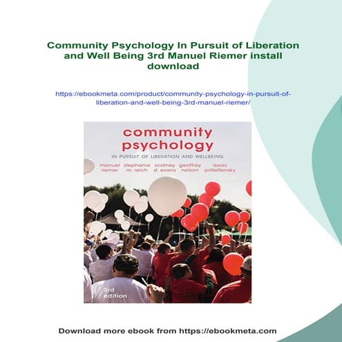 Community Psychology In Pursuit of Liberation and Well Being 3rd Manuel ...