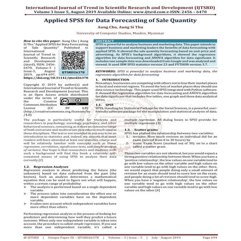 Applied Spss For Data Forecasting Of Sale Quantity Pdf Business