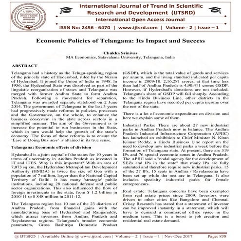 Economic Policies of Telangana: its Impact and Success | PDF