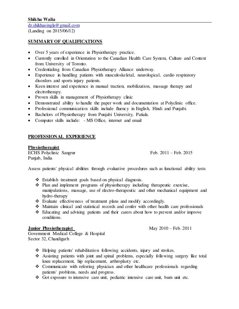 resume shikha canada