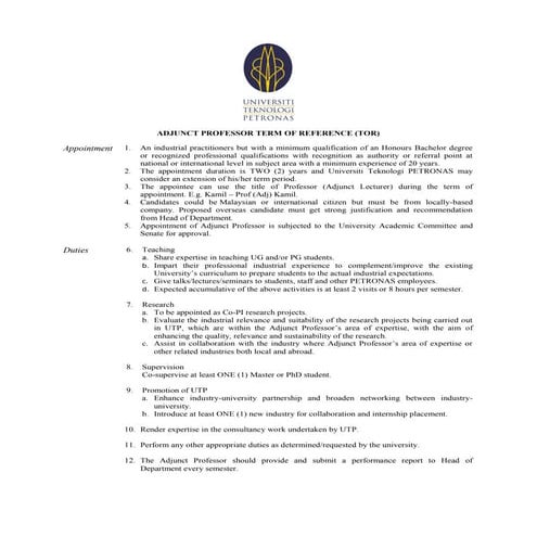 ADJUNCT PROFESSOR TOR | PDF